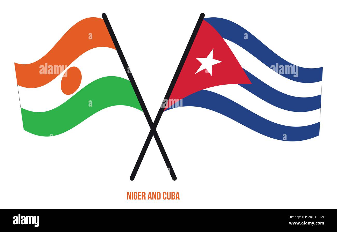 Niger and Cuba Flags Crossed And Waving Flat Style. Official Proportion ...