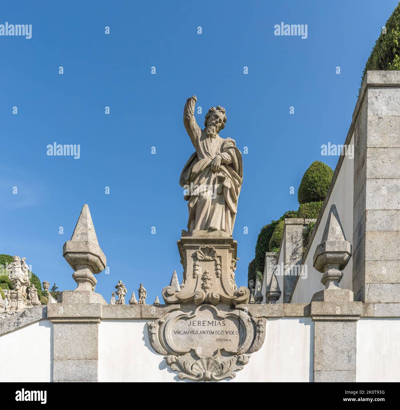 Jeremiah Statue at Five Senses Stairway at Sanctuary of Bom Jesus do ...