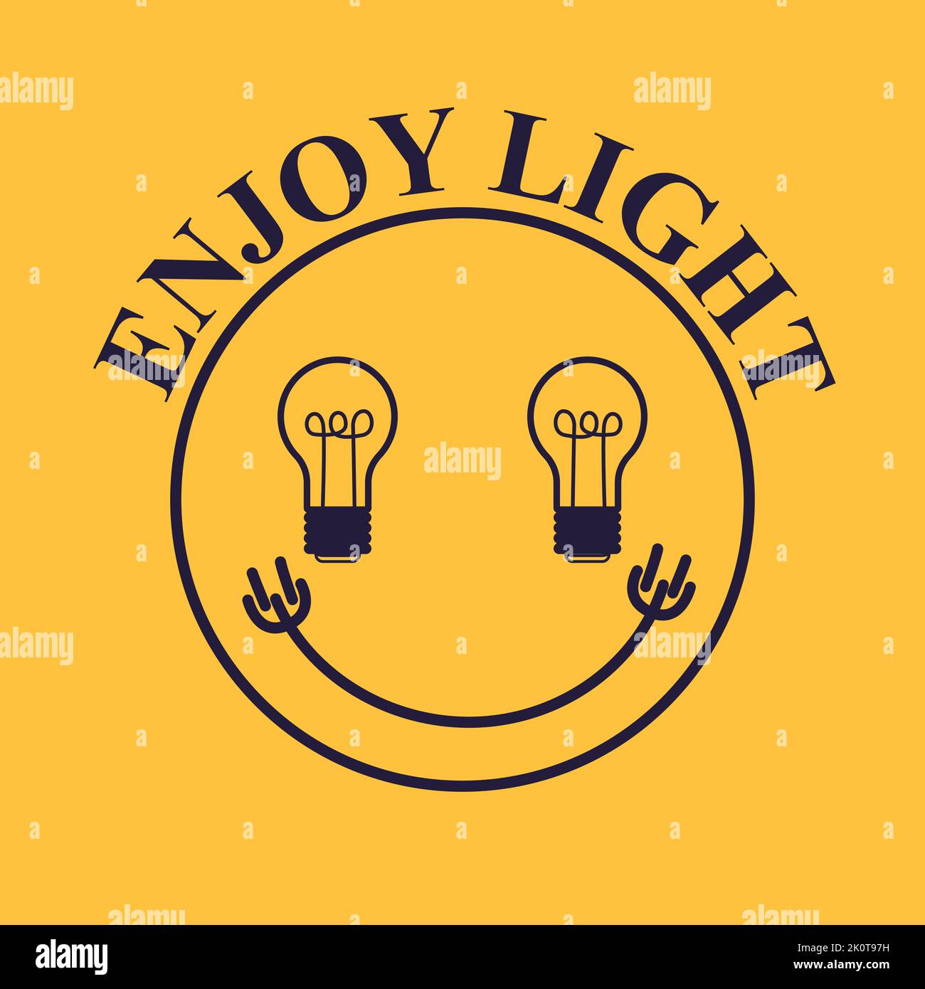 Sticker with cute smiling, bulb eyes and slogan, enjoy light Stock ...