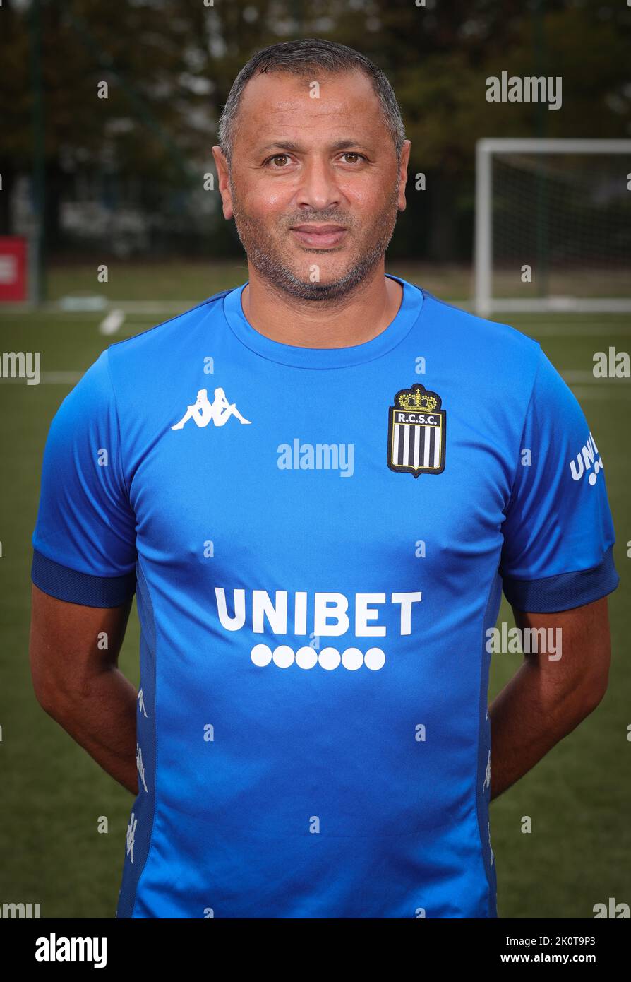 Charleroi's head coach Abder Ramdame poses for a team picture, at the ...