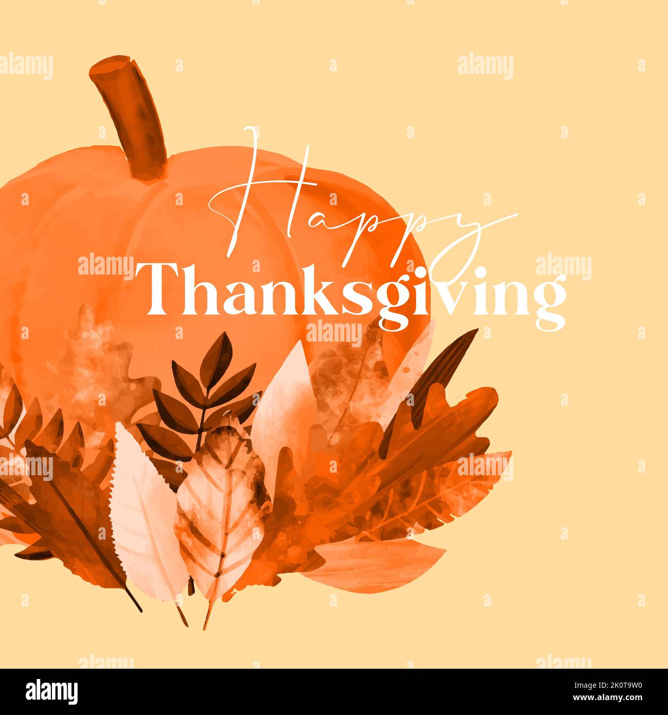 Happy thanksgiving card design illustration with pumpkin and autumn ...