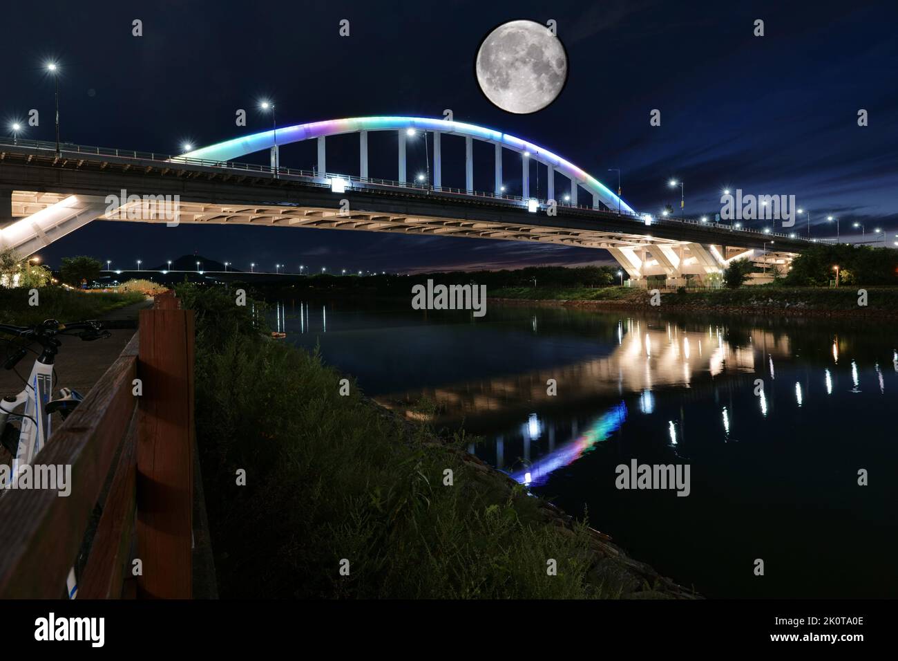 Night view and moon view on a full moon day Stock Photo - Alamy