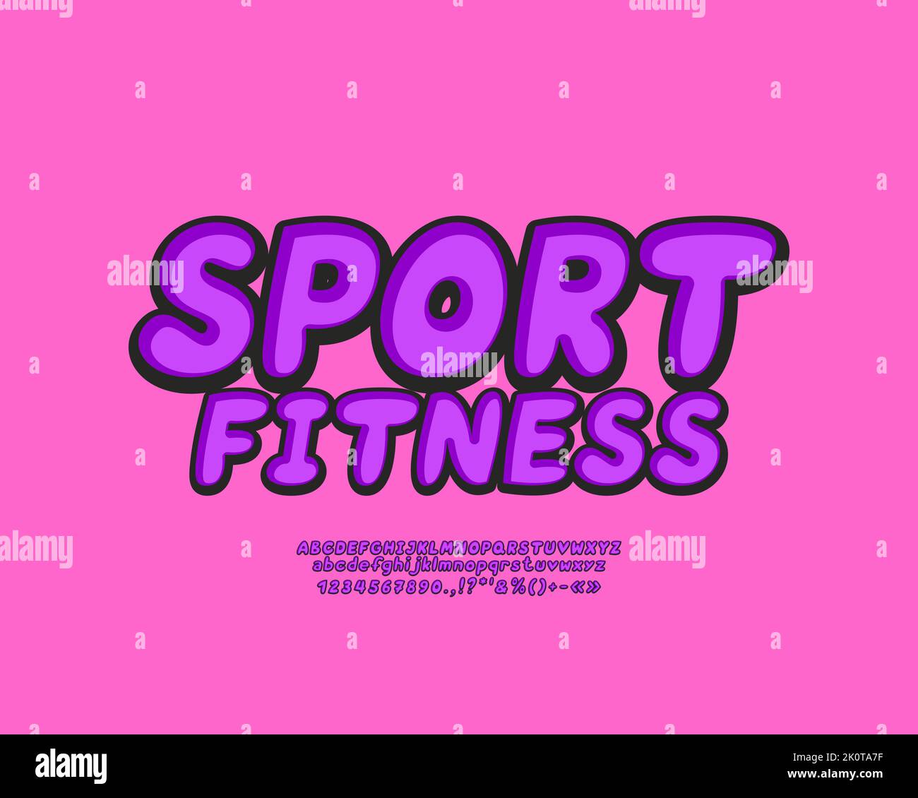 Creative logotype Sport Fitness with alphabet retro style on pink ...