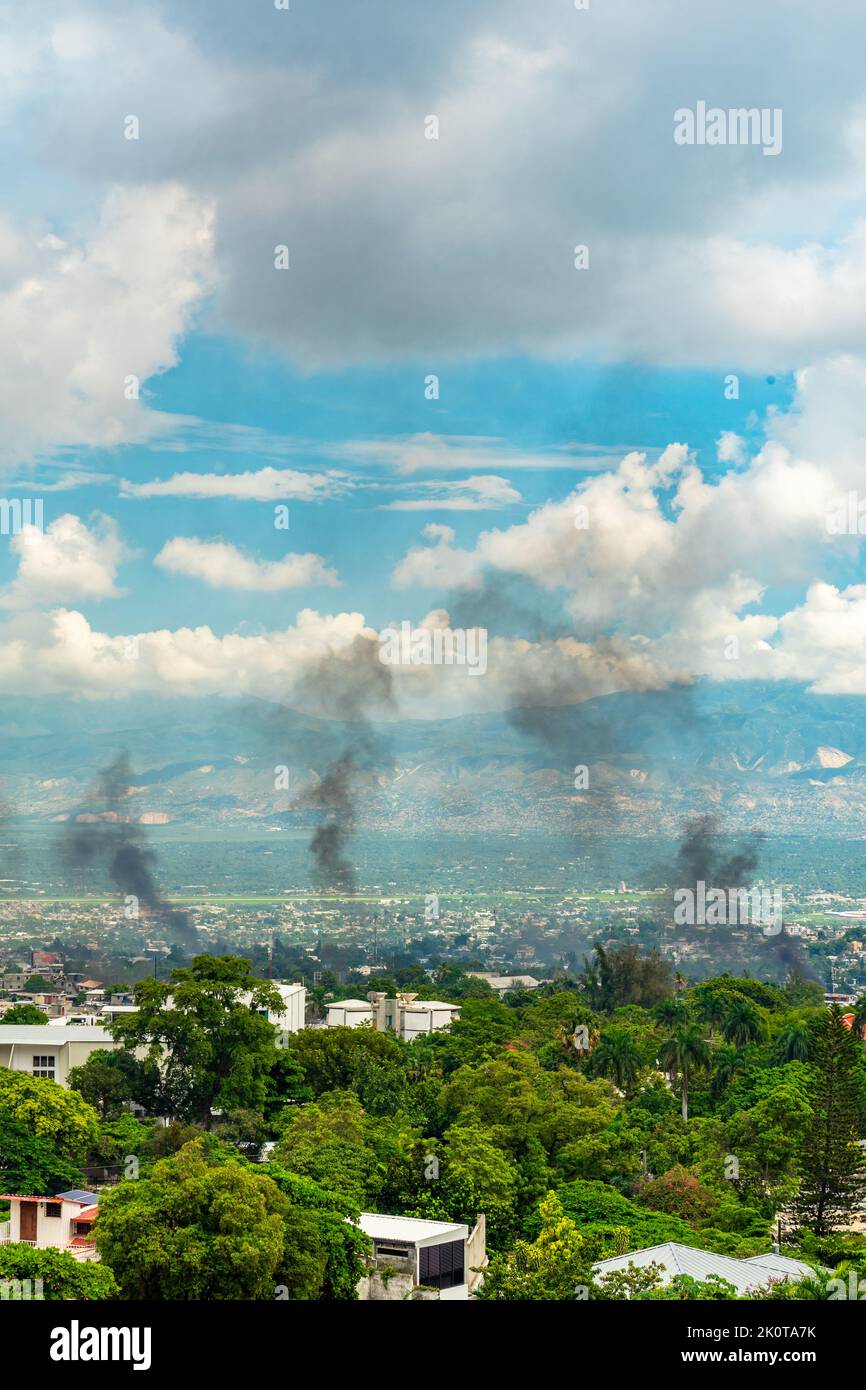 Civil unrest in Port-au-Prince, Haiti. The population is protesting ...