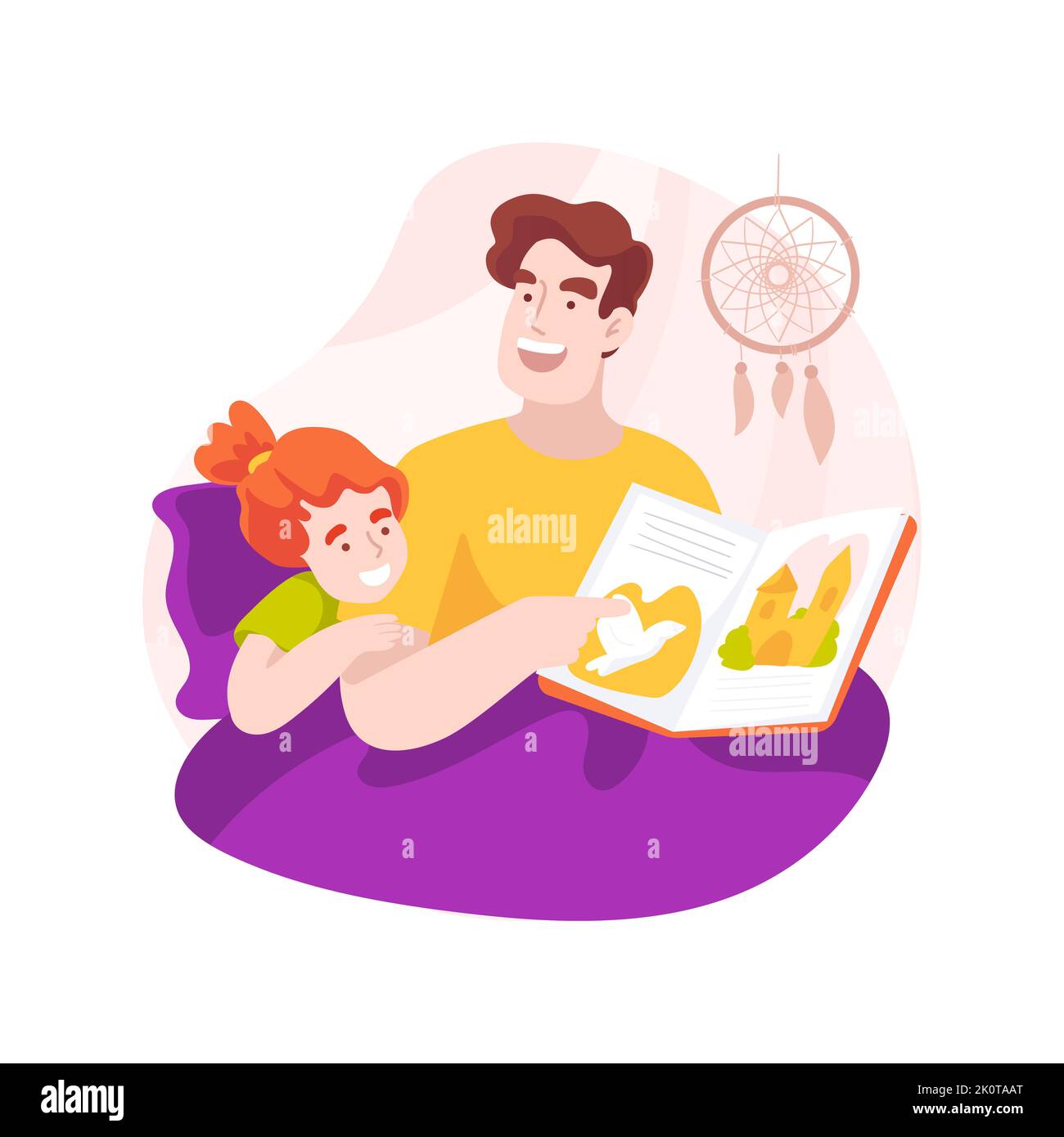 Telling fairy tale isolated cartoon vector illustration Stock Vector ...
