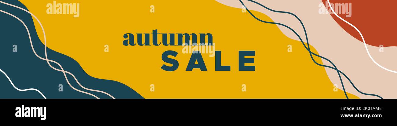 Autumn sale colorful banner. Abstract organic wavy shapes background ...