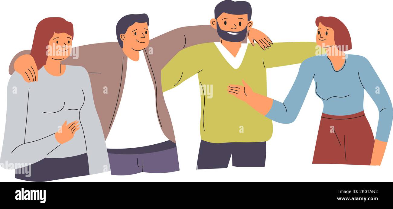 Friends or family, team of people hugging vector Stock Vector Image ...