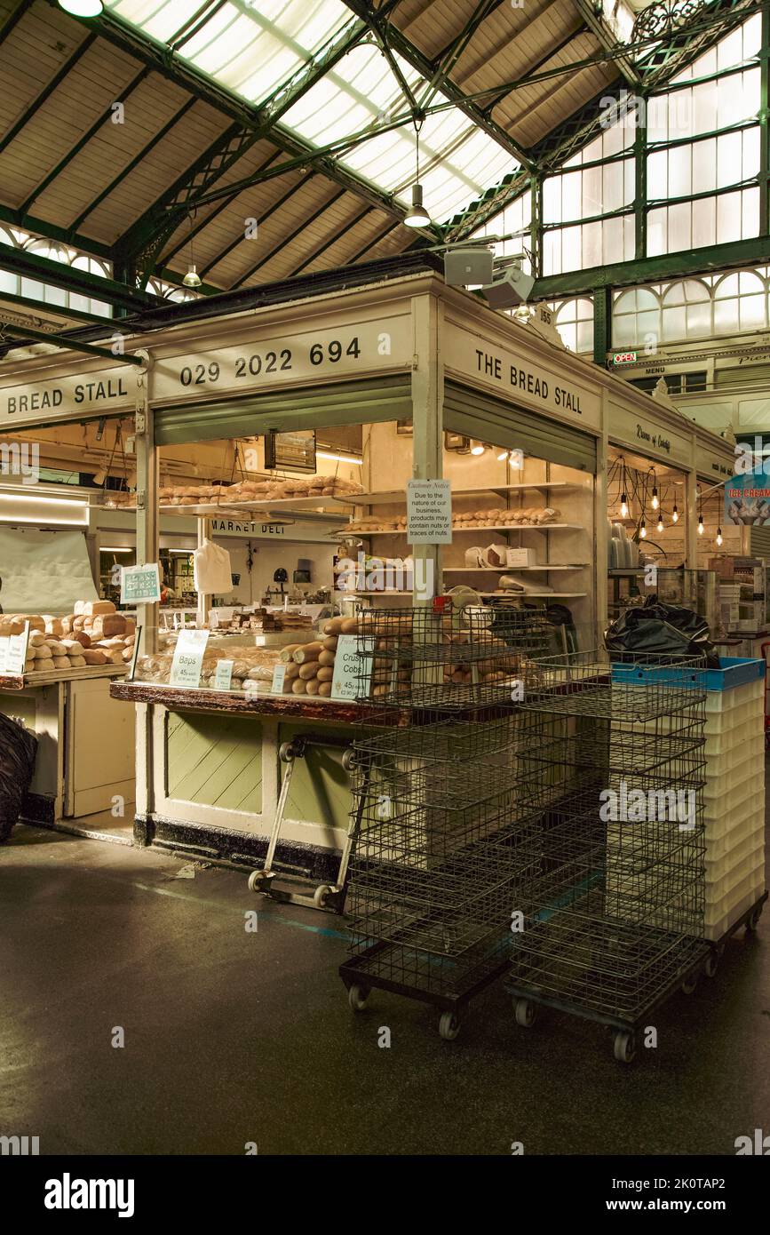 Bread stall, bakery in indoor market, UK Stock Photo - Alamy