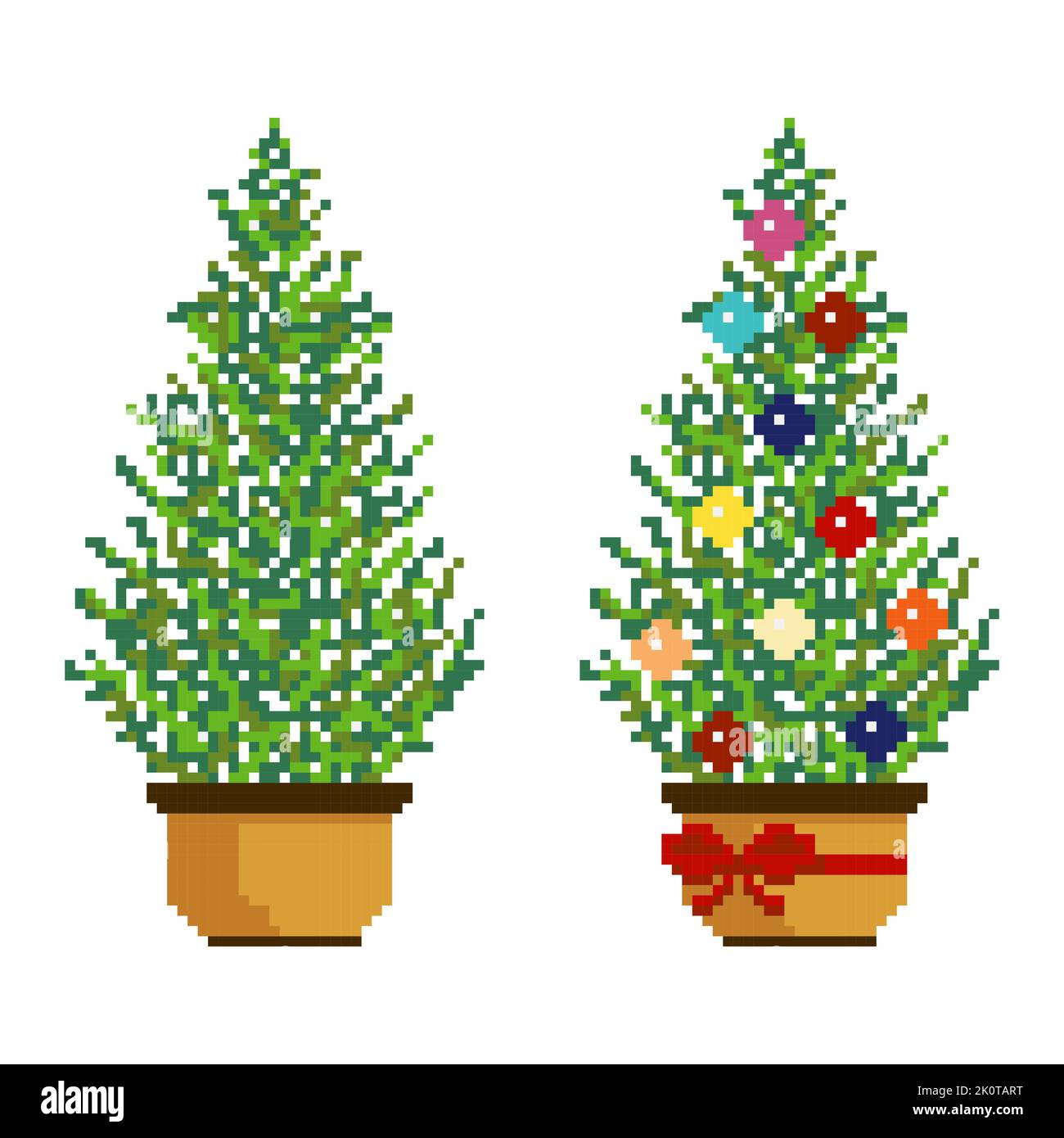Pixel Christmas Trees with and without Decorations Stock Vector Image & Art - Alamy