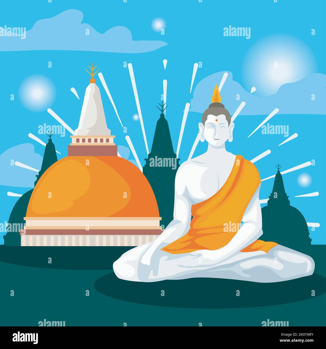 buddha and temple Stock Vector Image & Art - Alamy