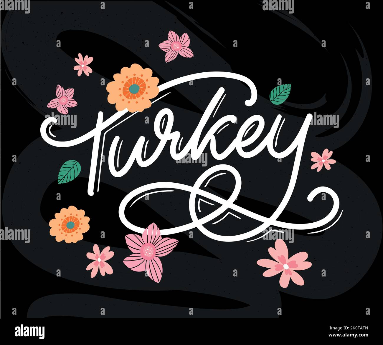 Turkey Lettering. Handwritten name of the country. Vector design ...