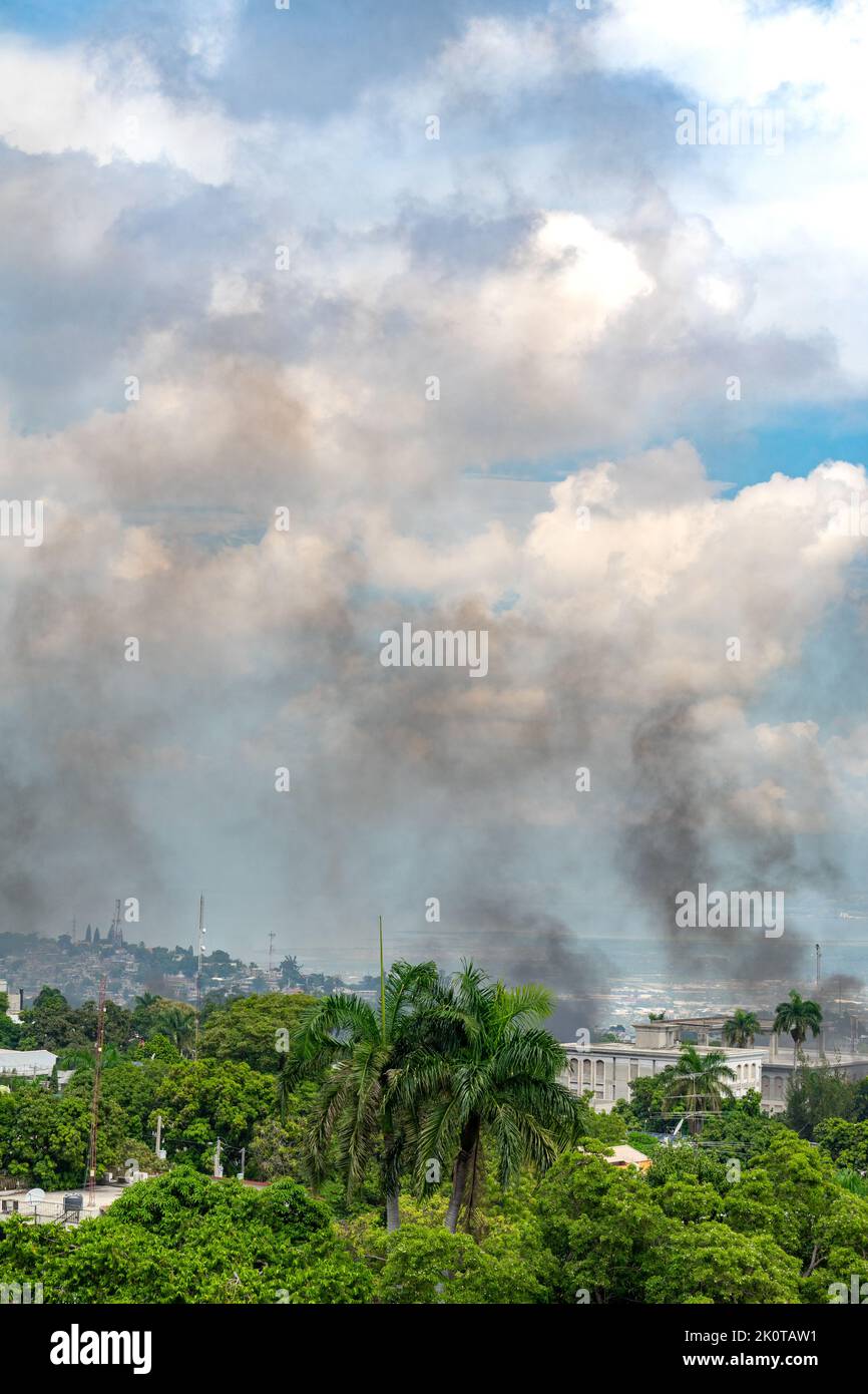 Civil unrest in Port-au-Prince, Haiti. The population is protesting ...