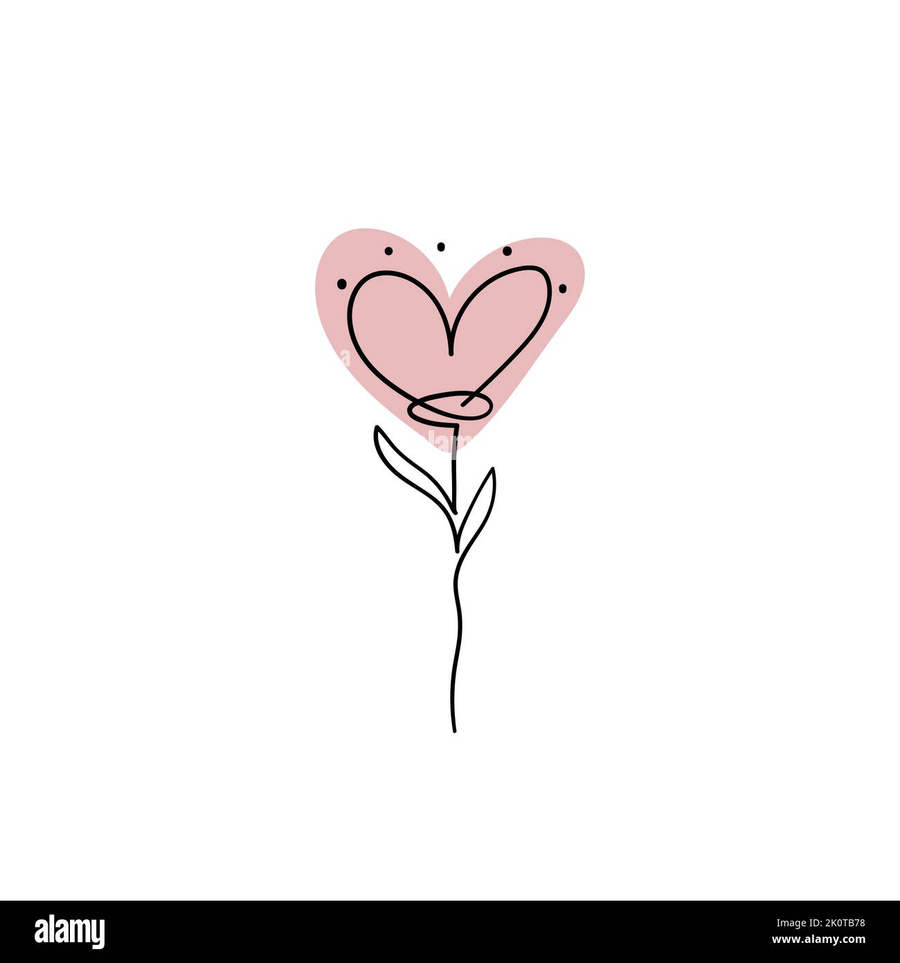 Heart shaped flower, natural cosmetics vector illustration, concept of ...