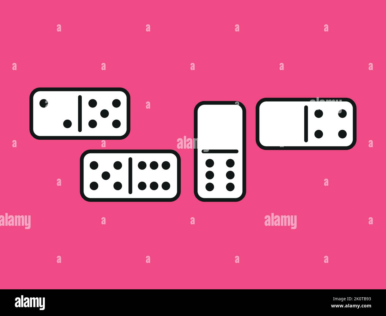 Domino Game. Set of domino bones. White pieces with black dots isolated ...