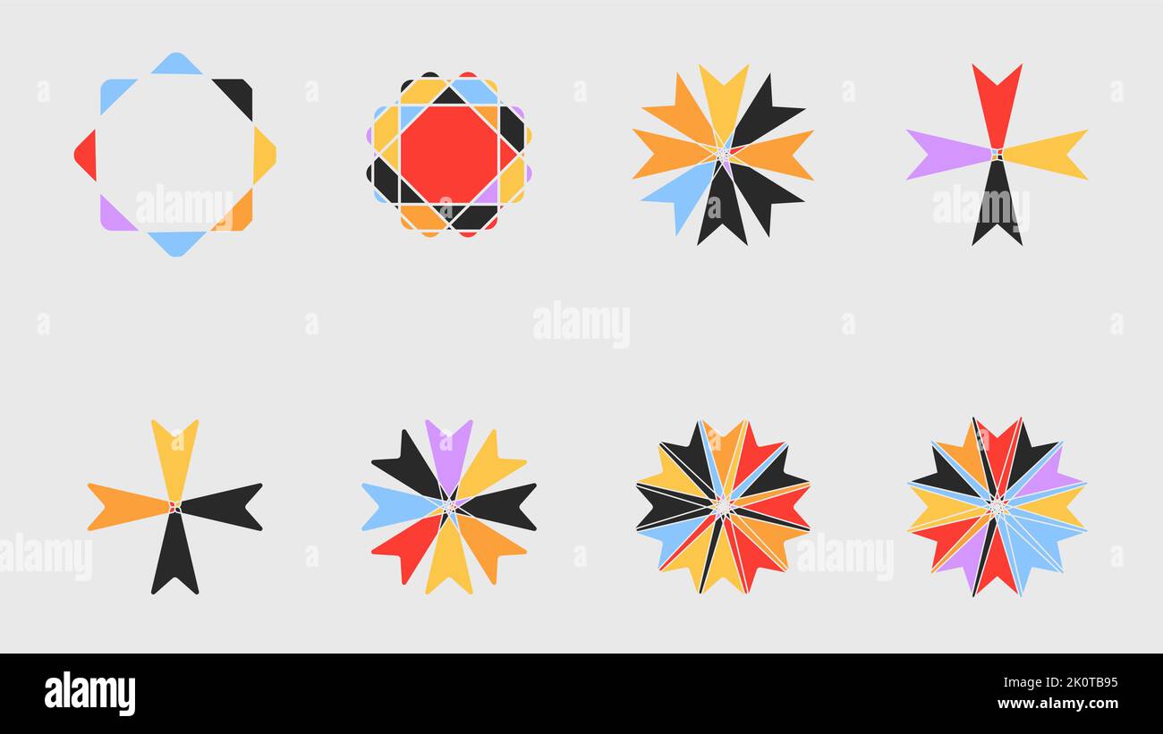 Set of geometric logos space explosion, dazzling flash. Modern bold shapes Stock Vector Image ...