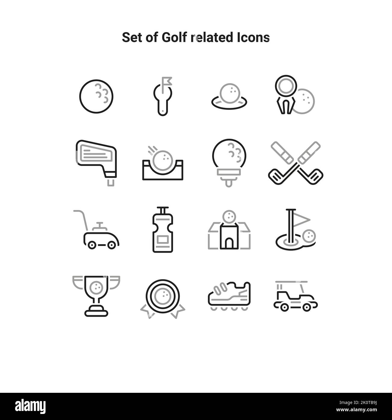 Simple Outline Set of golf icons. Linear style icons pack Stock Vector ...