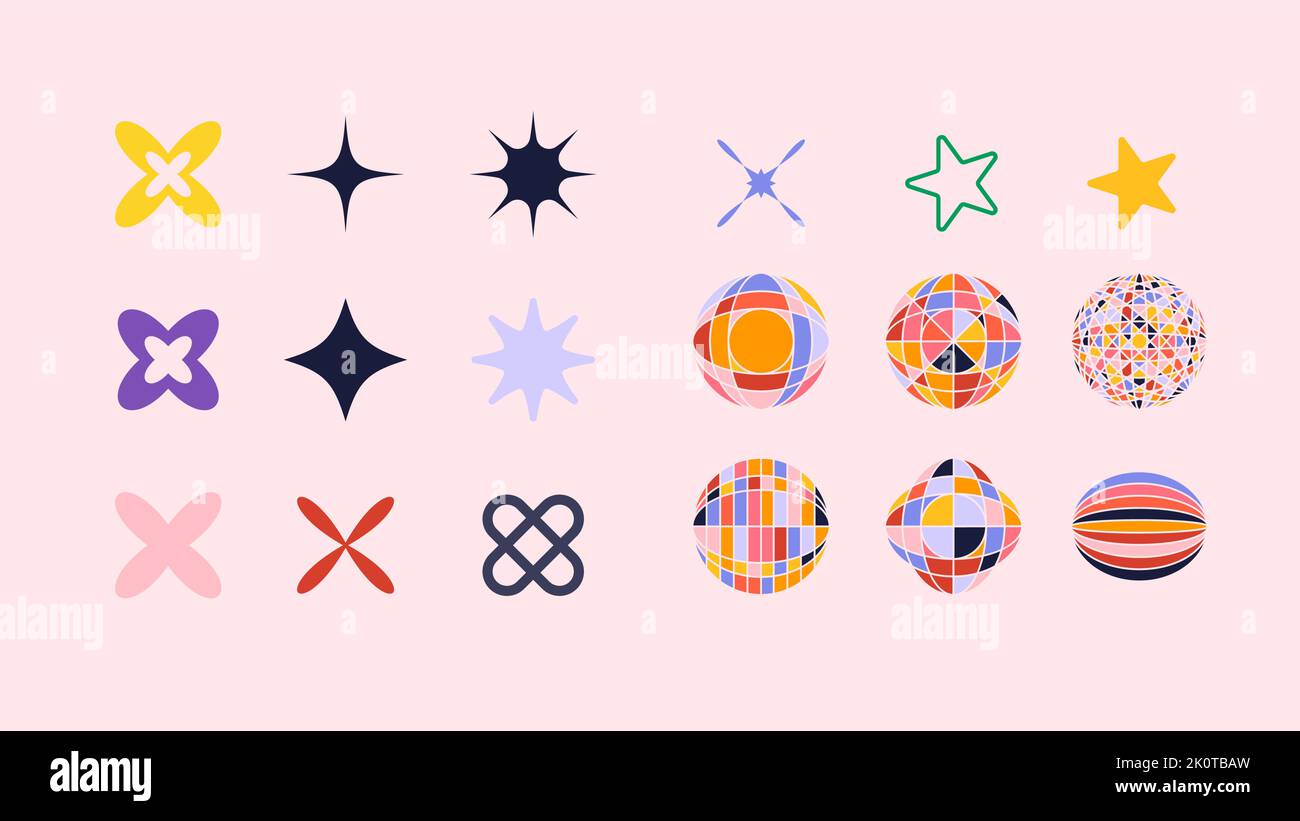 Abstract geometric shape silhouettes, black brutalism forms. Modern ...