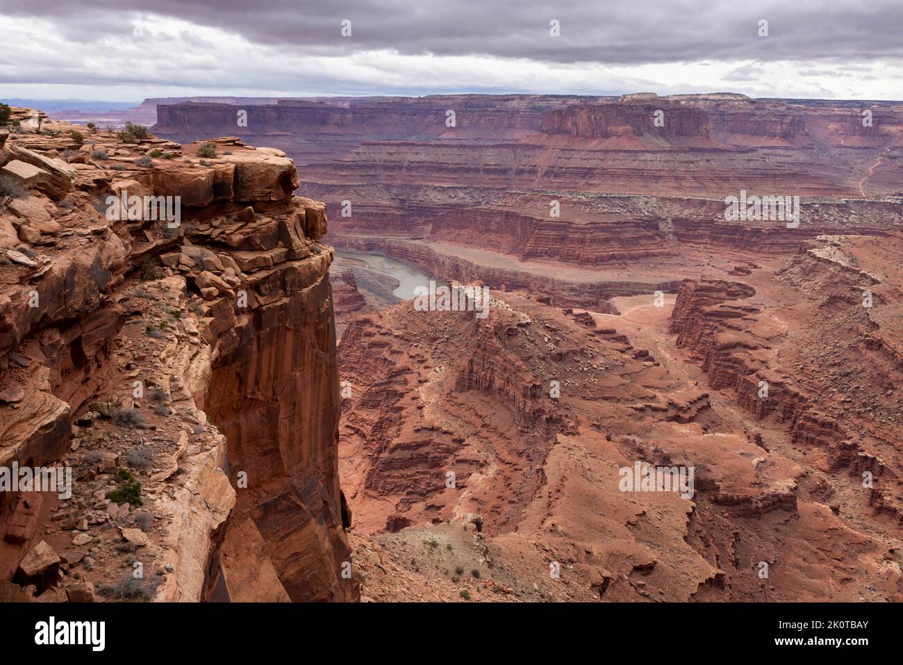 Massive wingate sandstone cliffs rising above canyons surrounding the ...