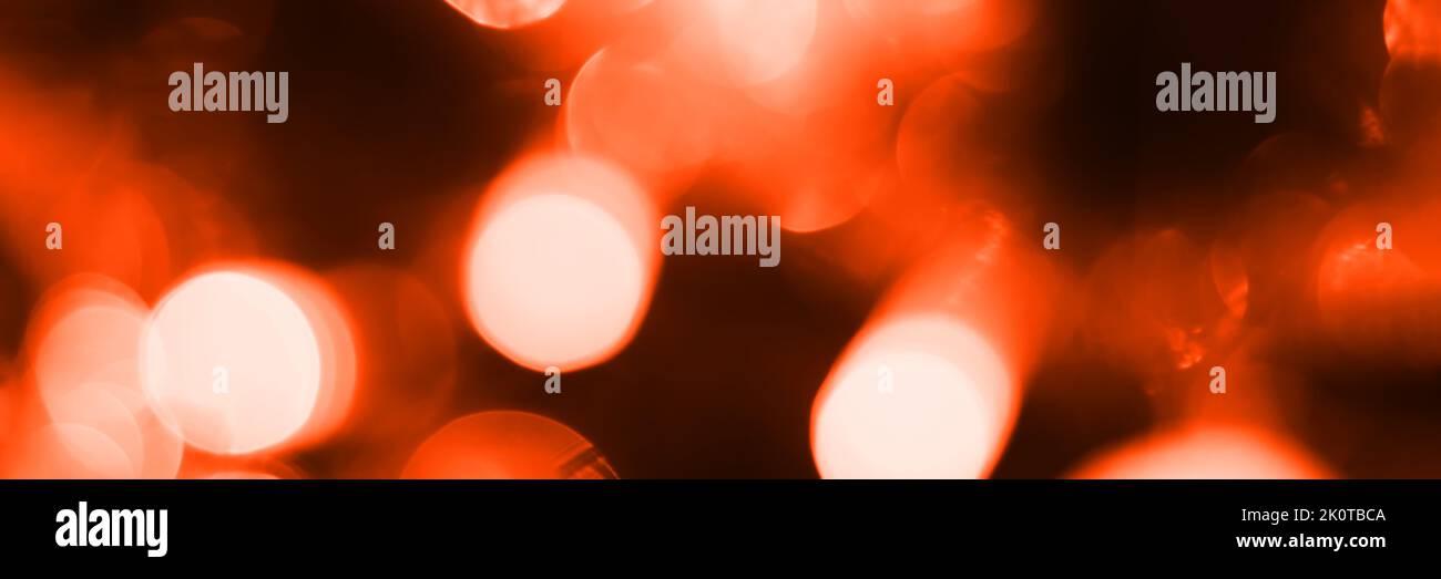 Blurred lights, dark orange background, banner texture. Abstract bokeh ...