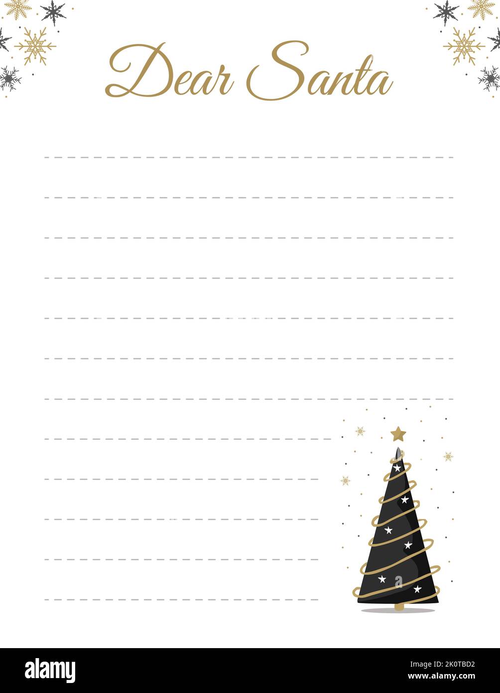 Template for letter to Santa Claus. Layout with christmas tree for wish ...