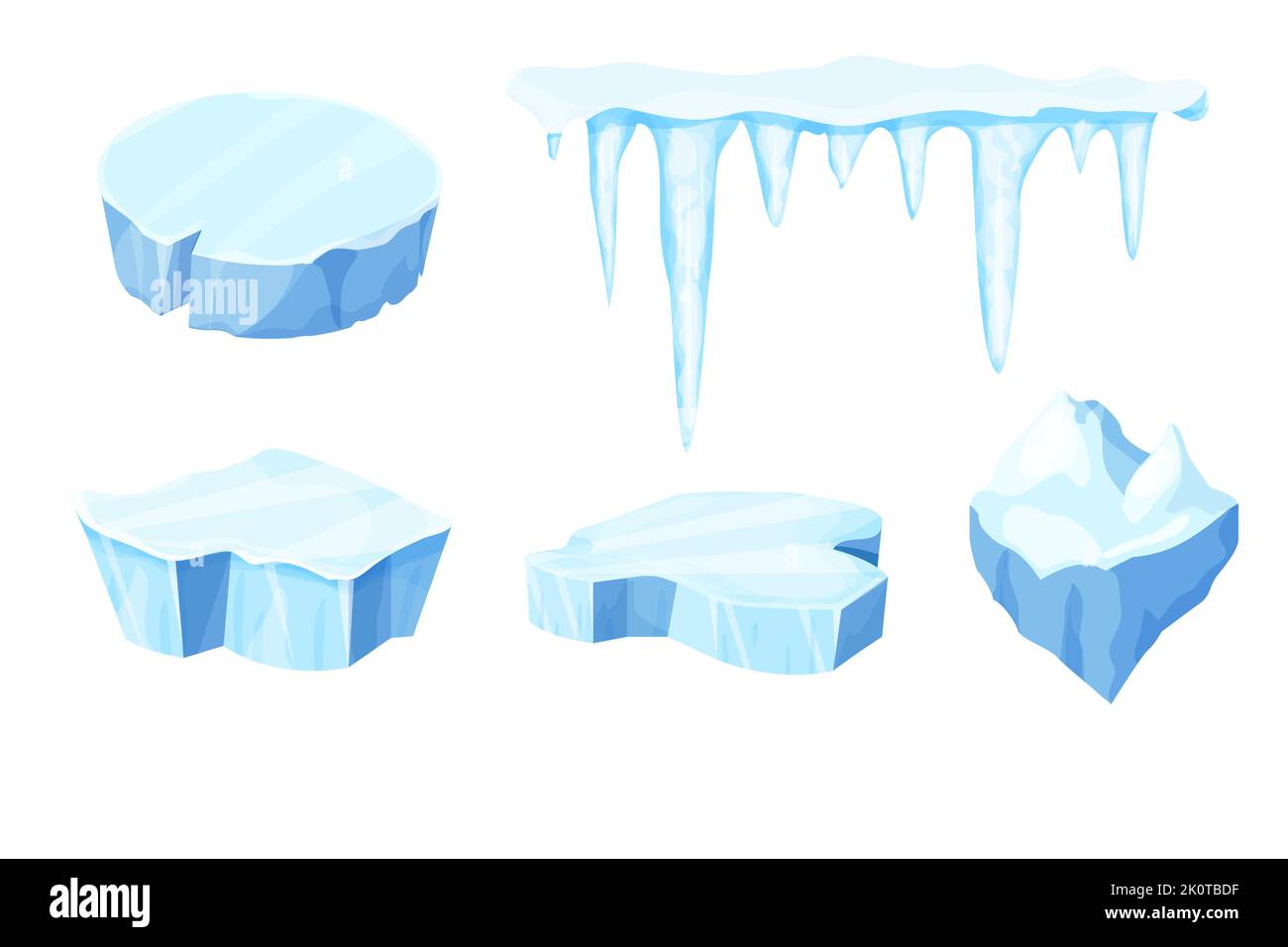 Set Ice floe, frozen water piece, iceberg in cartoon style isolated on ...