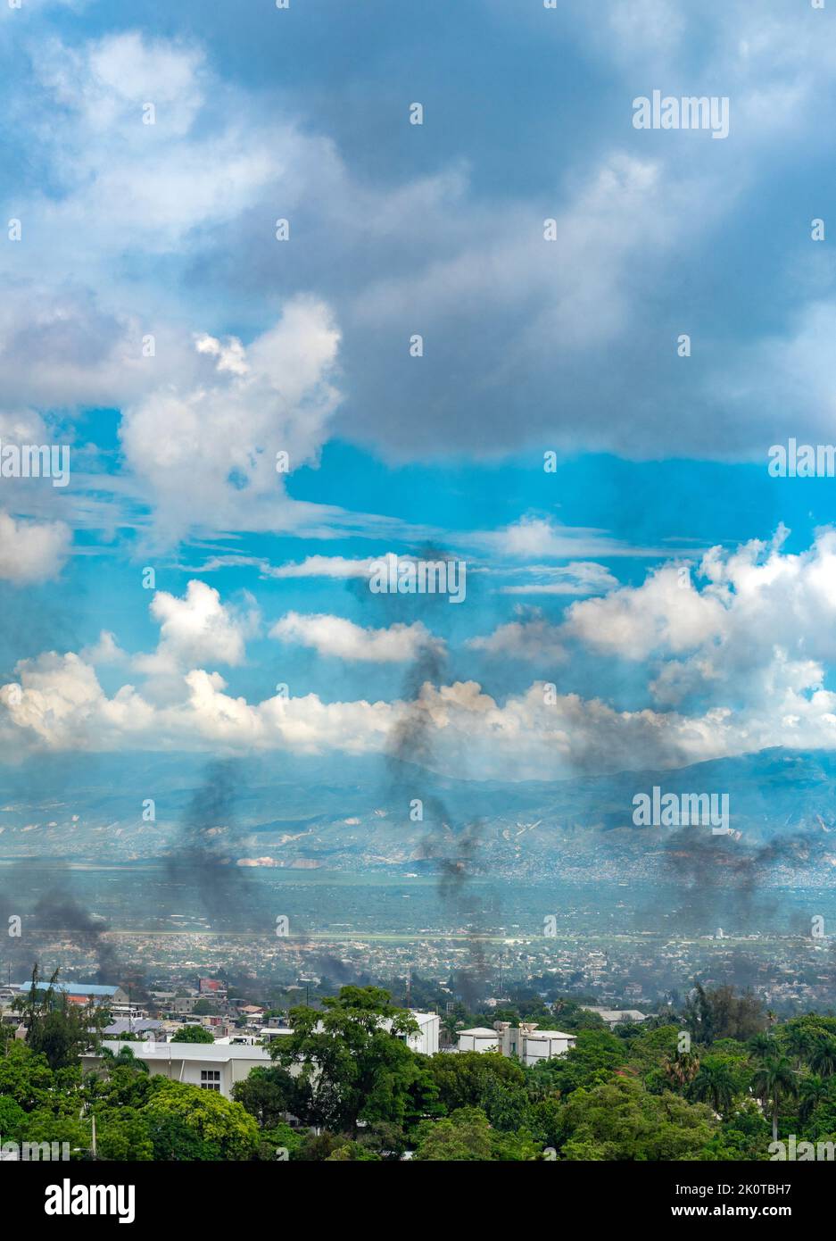 Civil unrest in Port-au-Prince, Haiti. The population is protesting ...