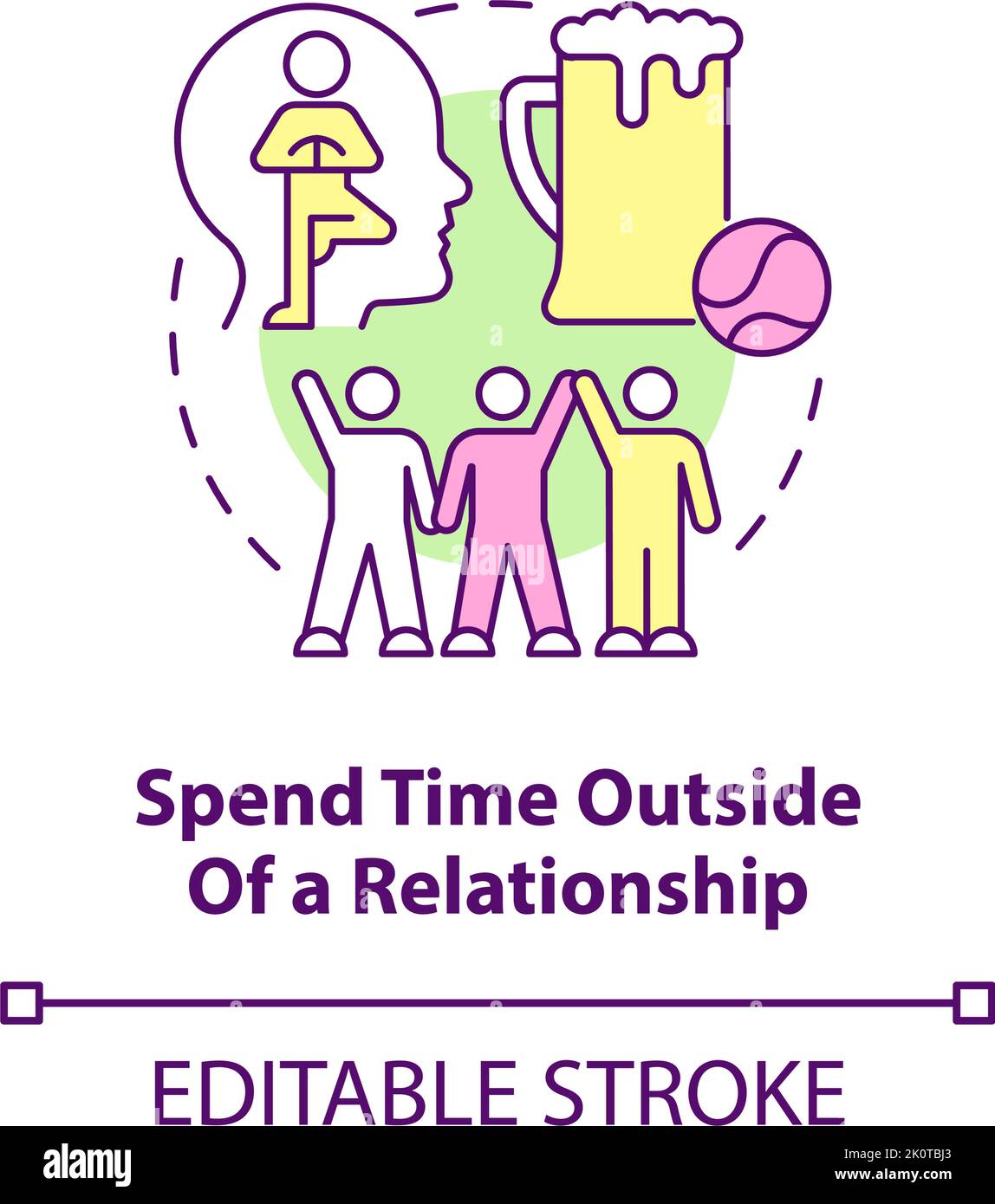 Spend time outside of relationship concept icon Stock Vector Image ...