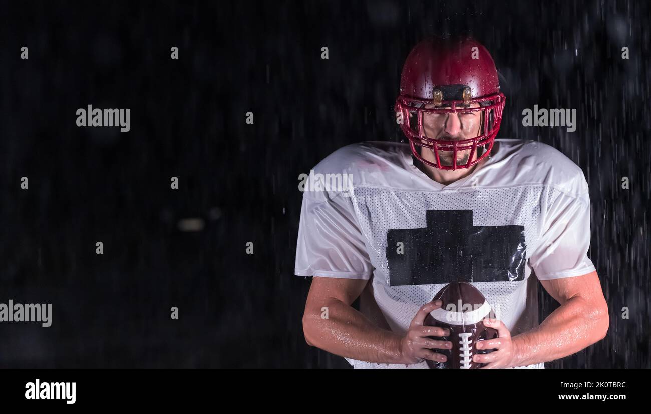 American Football Field: Lonely Athlete Warrior Standing on a Field ...