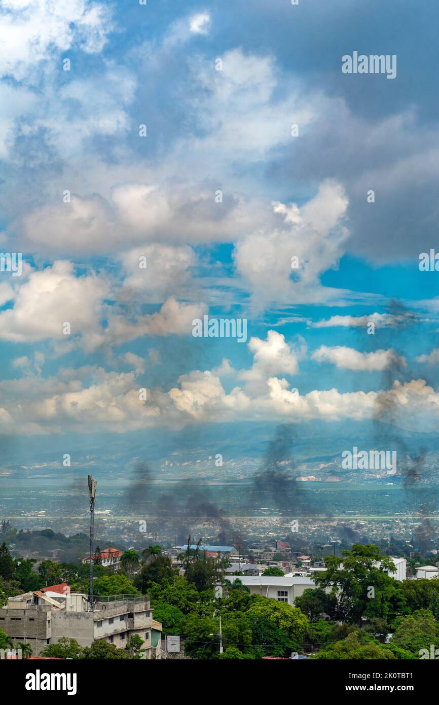 Civil unrest in Port-au-Prince, Haiti. The population is protesting ...