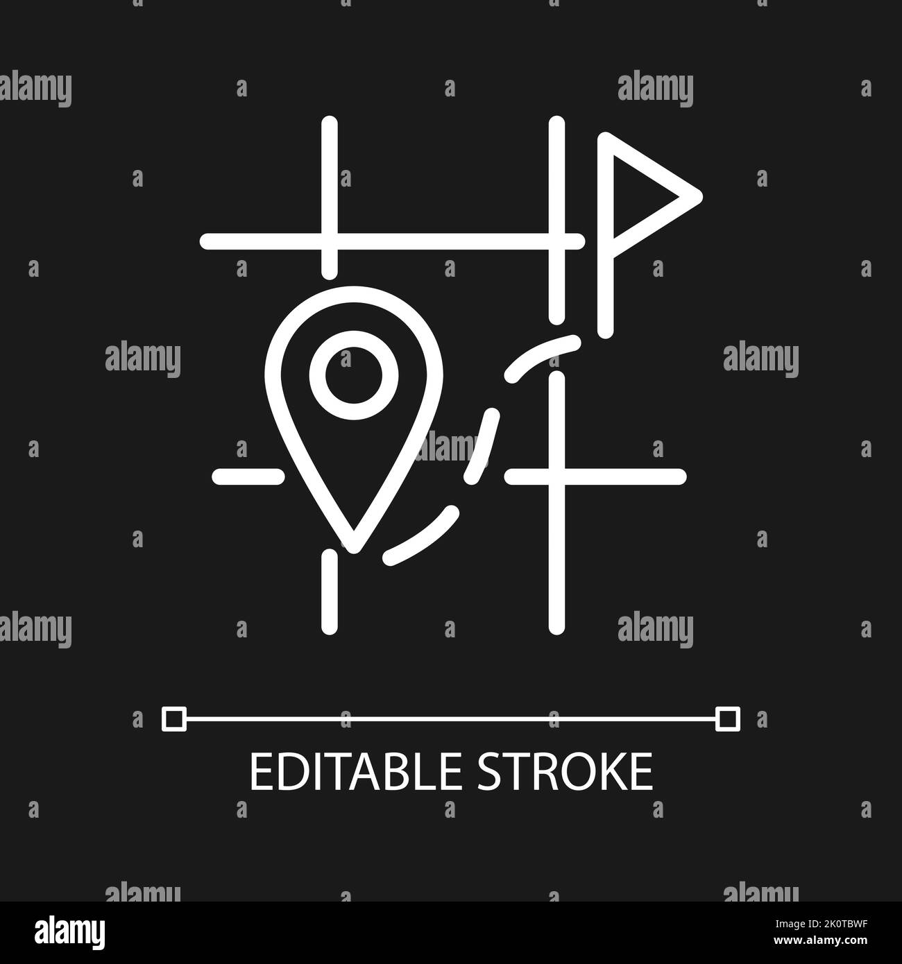 Searching for destination on map white linear icon for dark theme Stock ...