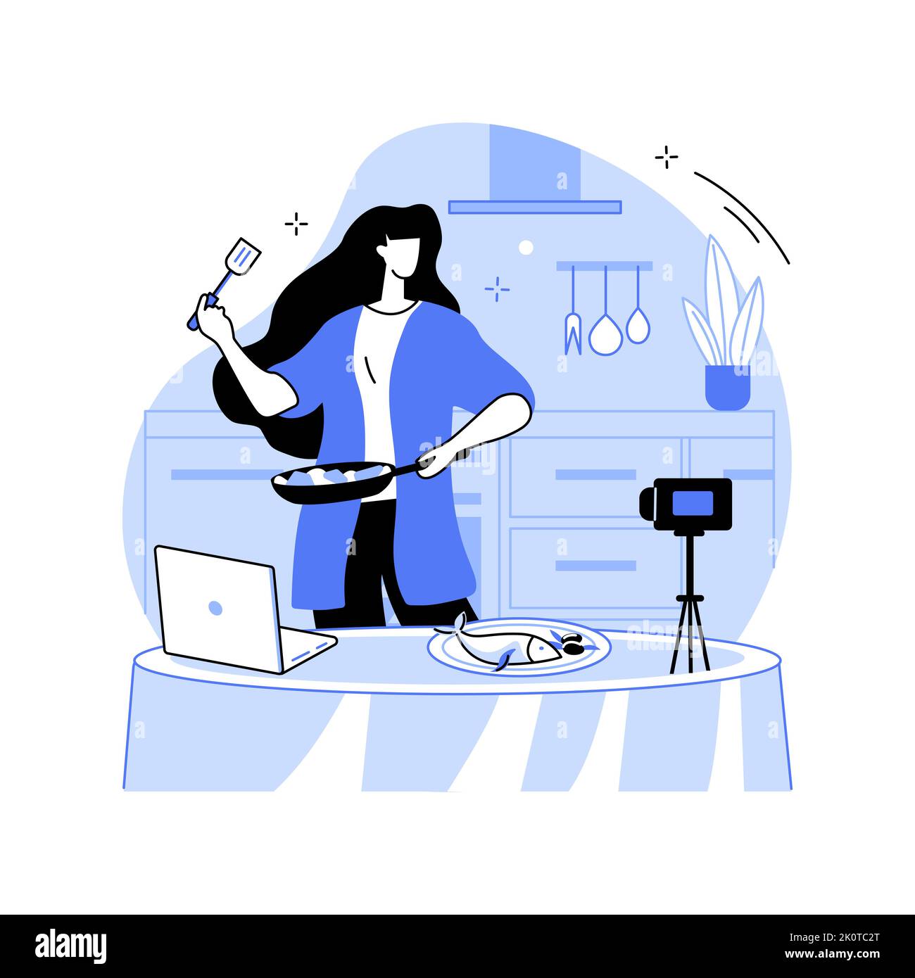 Filming cooking classes isolated cartoon vector illustrations Stock ...