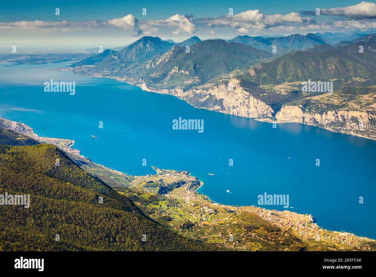 Above idyllic and turquoise Lake Garda from Monte Baldo, Malcesine ...