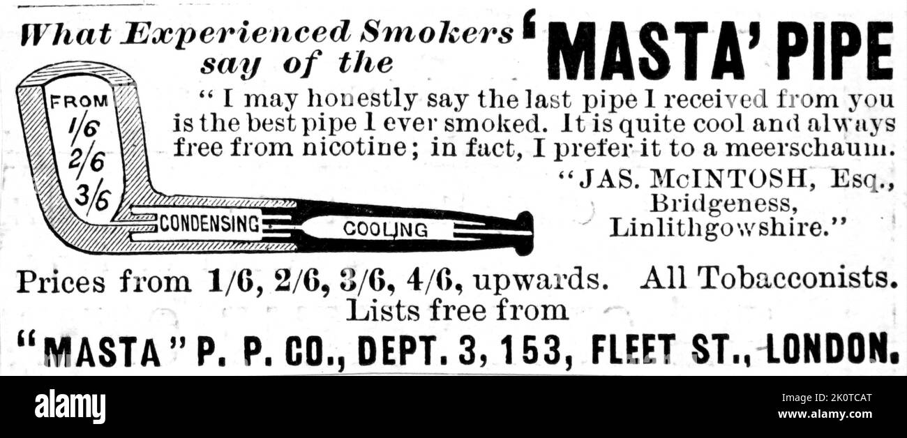 Advert for a 'Masta' pipe 1900; english Stock Photo - Alamy