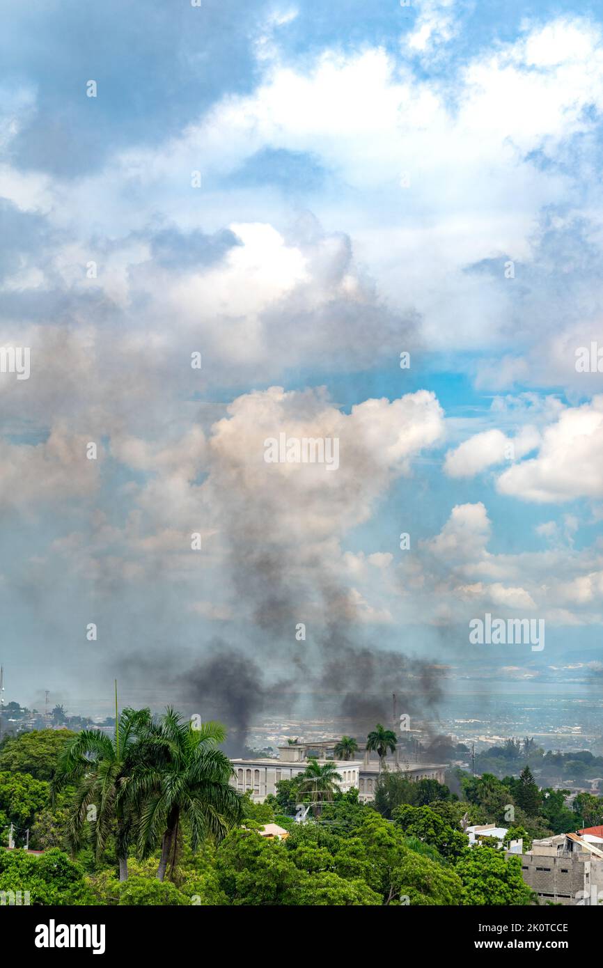 Civil unrest in Port-au-Prince, Haiti. The population is protesting ...