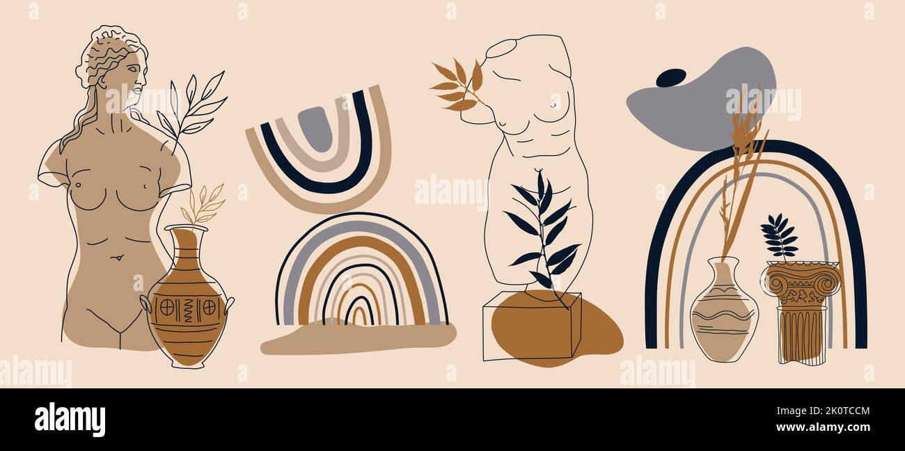 Modern set of abstract contemporary aesthetic backgrounds with ...