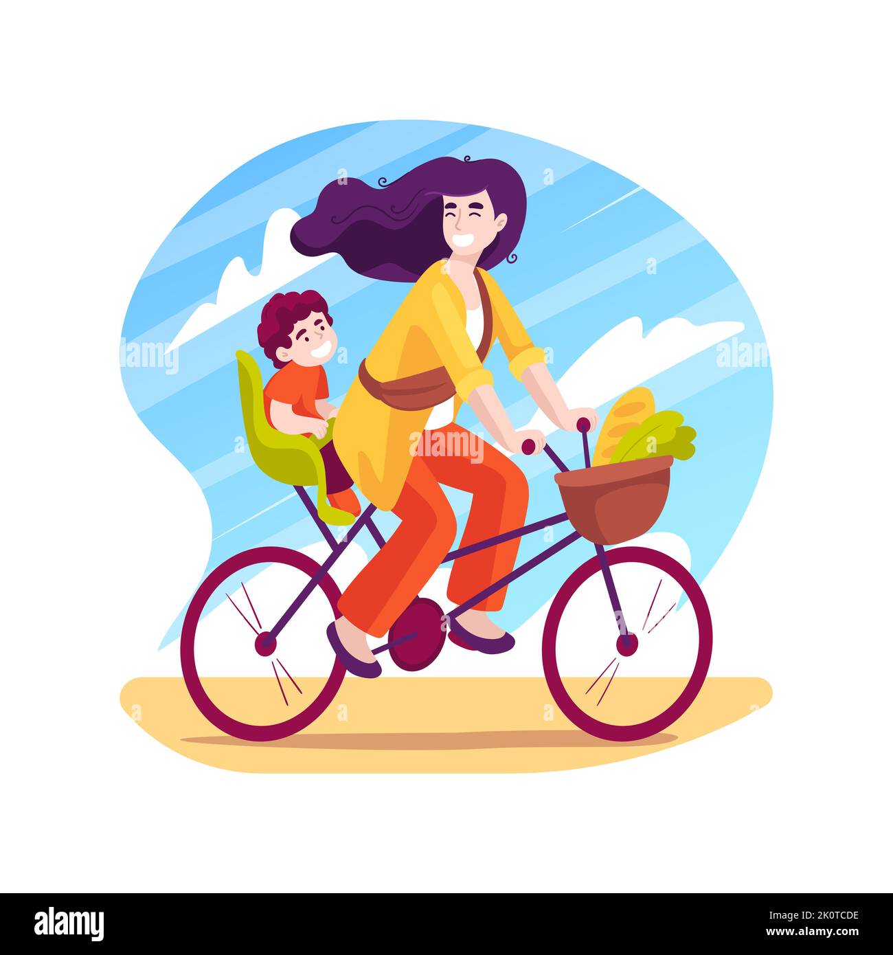 Cycling with a baby isolated cartoon vector illustration Stock Vector ...