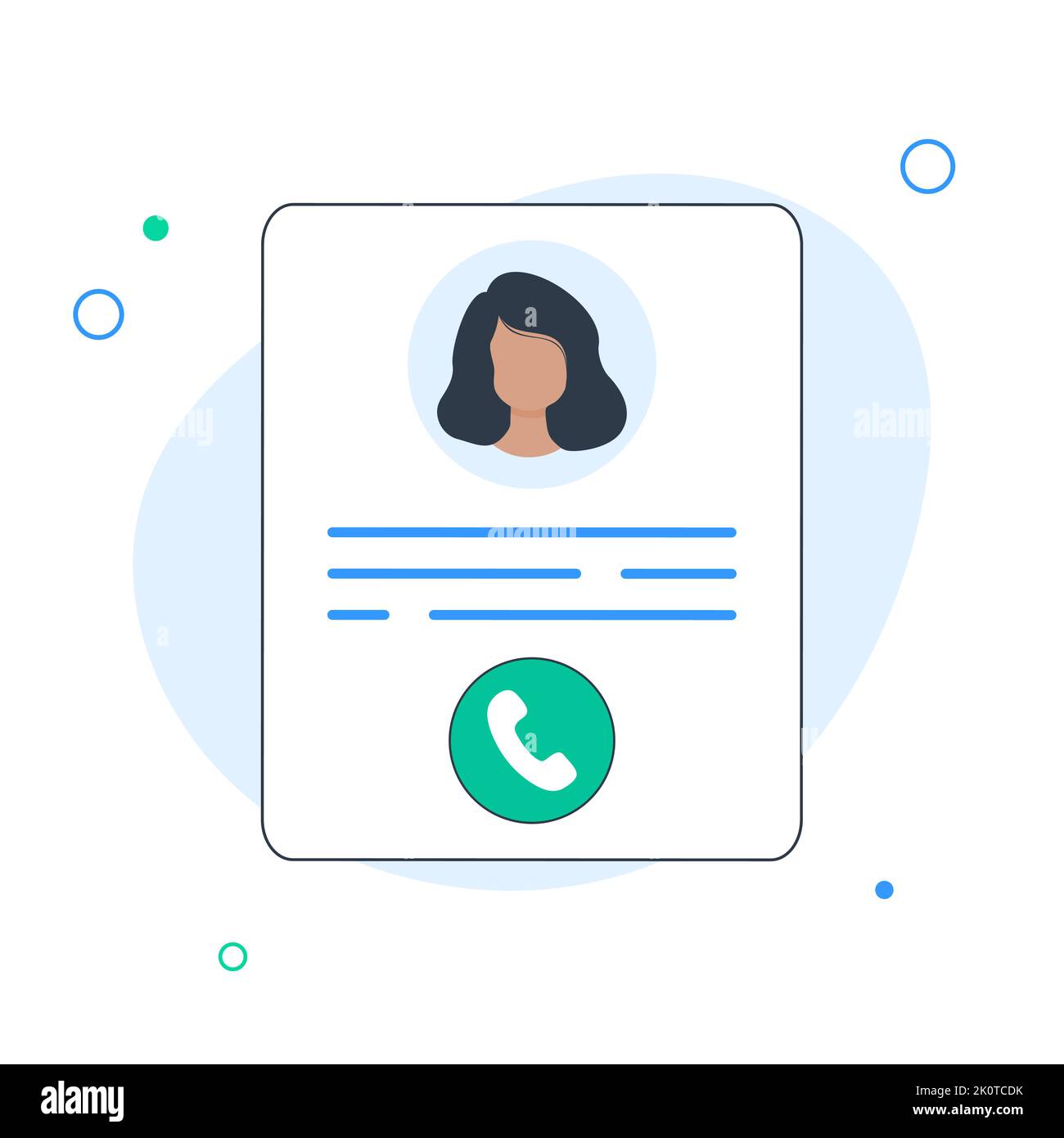 Personal info data, user or profile card details symbol with call icon ...