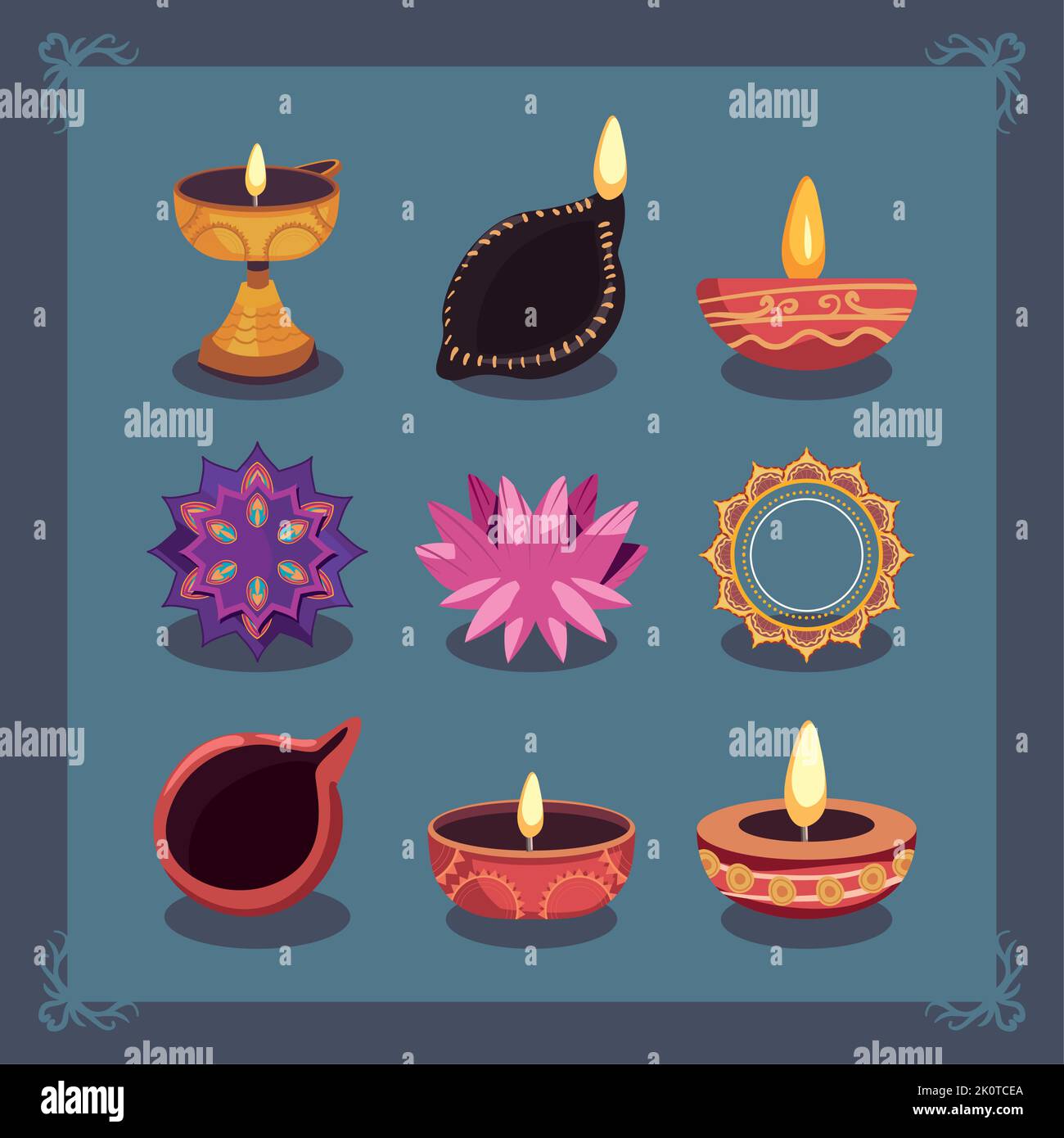 flat diwali items Stock Vector Image & Art - Alamy