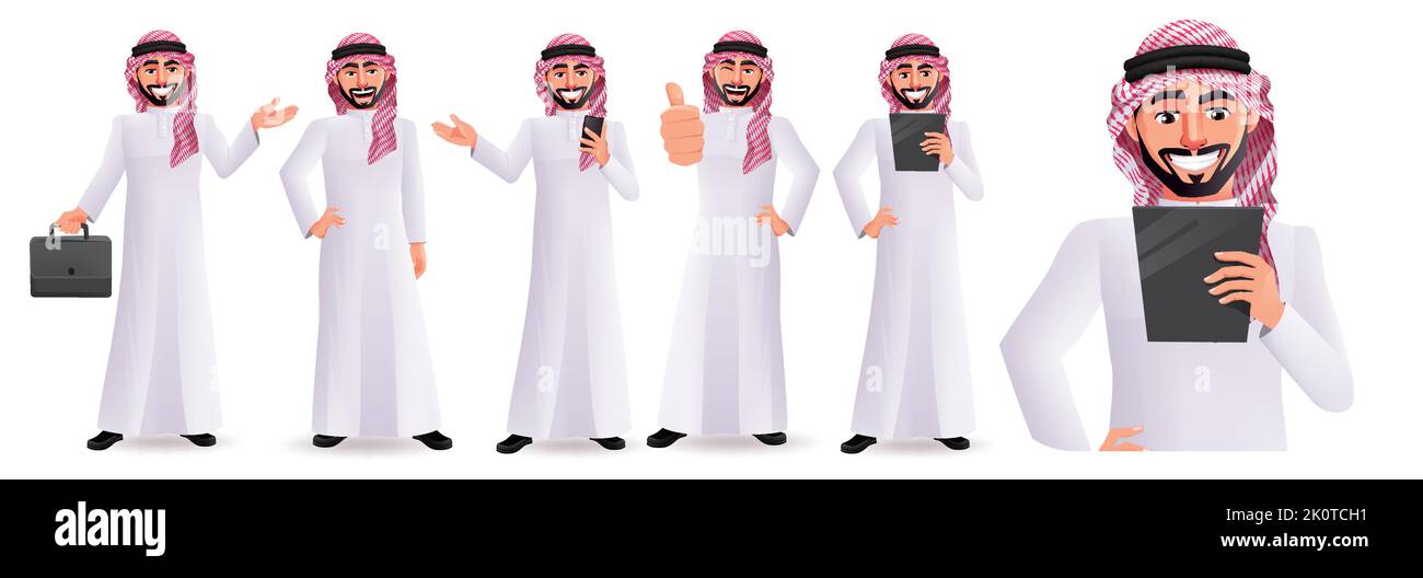 Saudi arabian man vector character set design. Arab male characters ...
