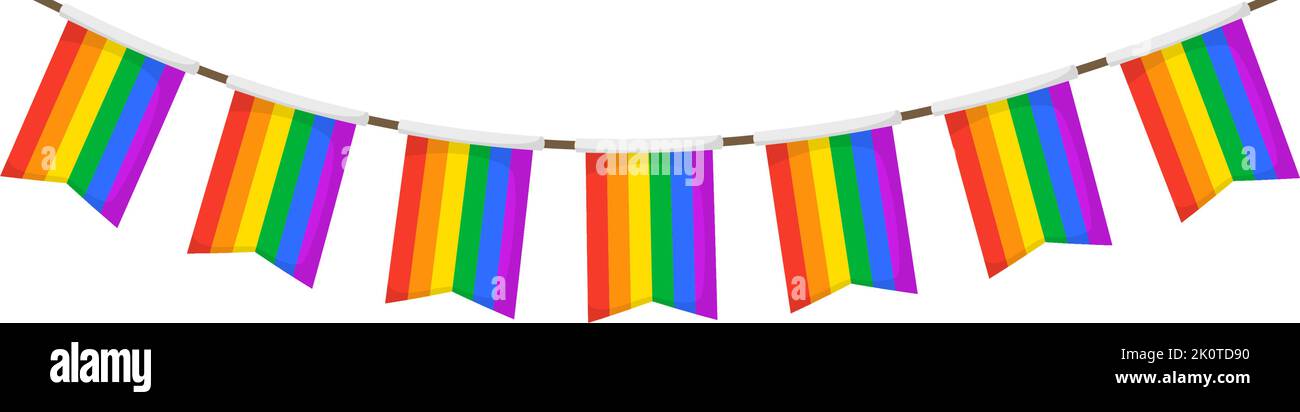 LGBT garland. Rainbow color pennants chain. Party bunting decoration ...