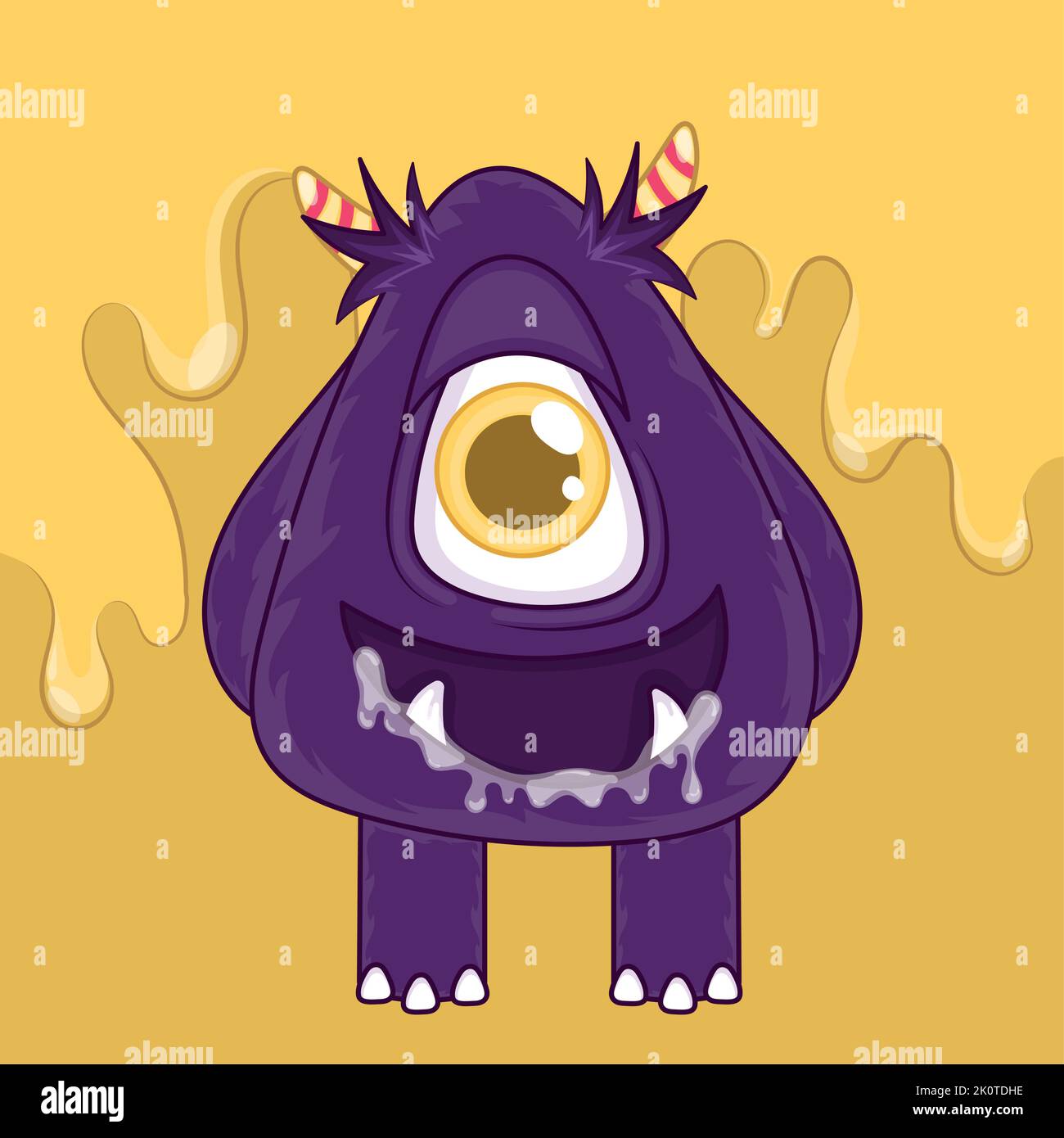 Isolated cute purple monster with one eye and a smile Vector Stock ...
