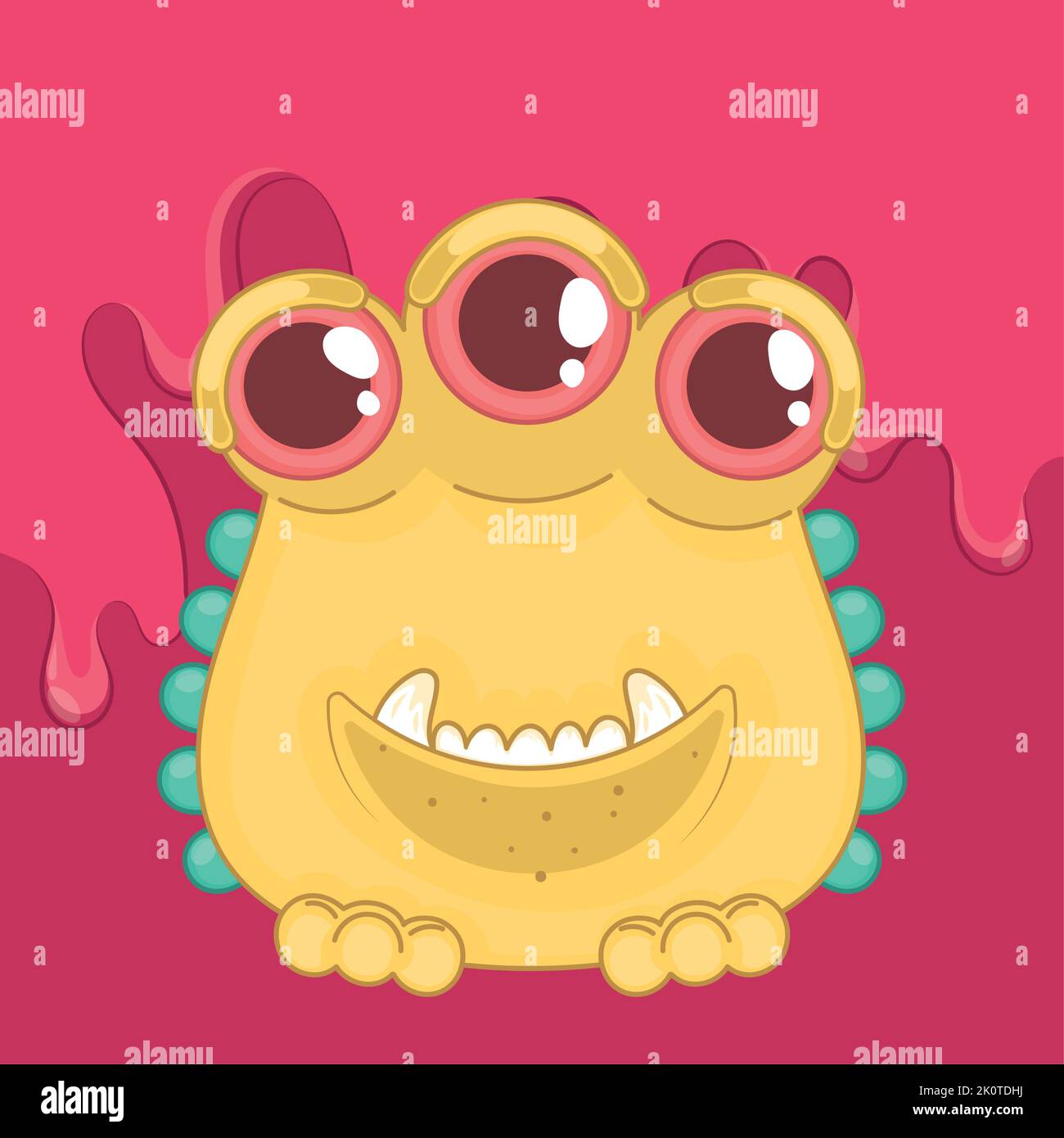 Isolated cute yellow monster with three eyes Vector Stock Vector Image ...