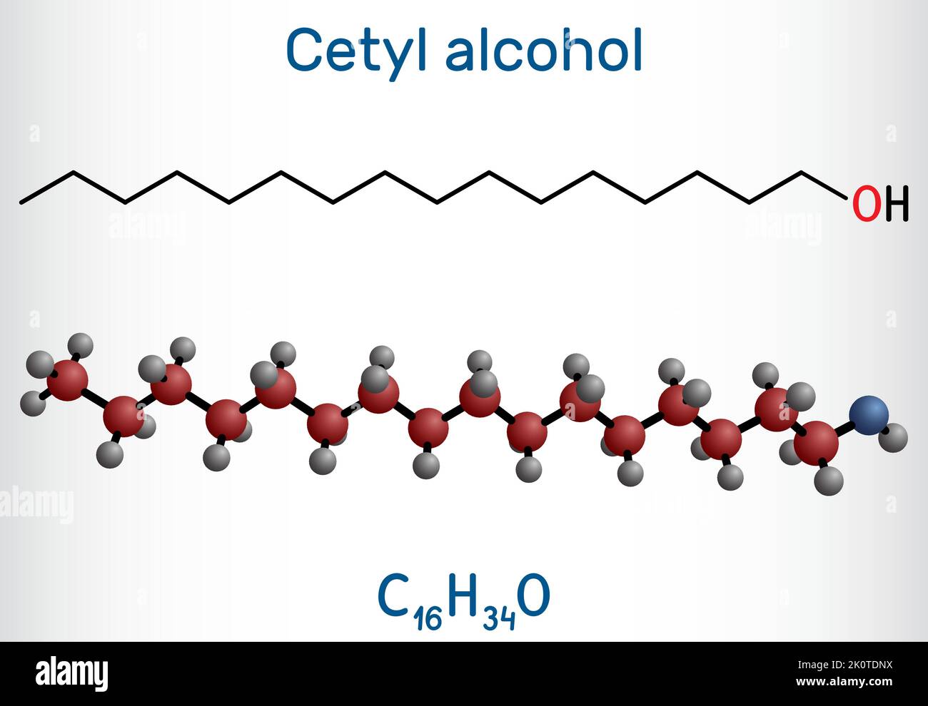 Cetyl alcohol, palmityl alcohol molecule. Used in cosmetic industry ...