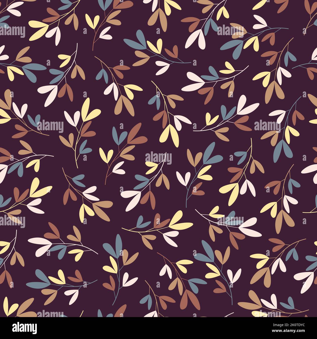 Stylish seamless floral ditsy pattern design of abstract branches of ...