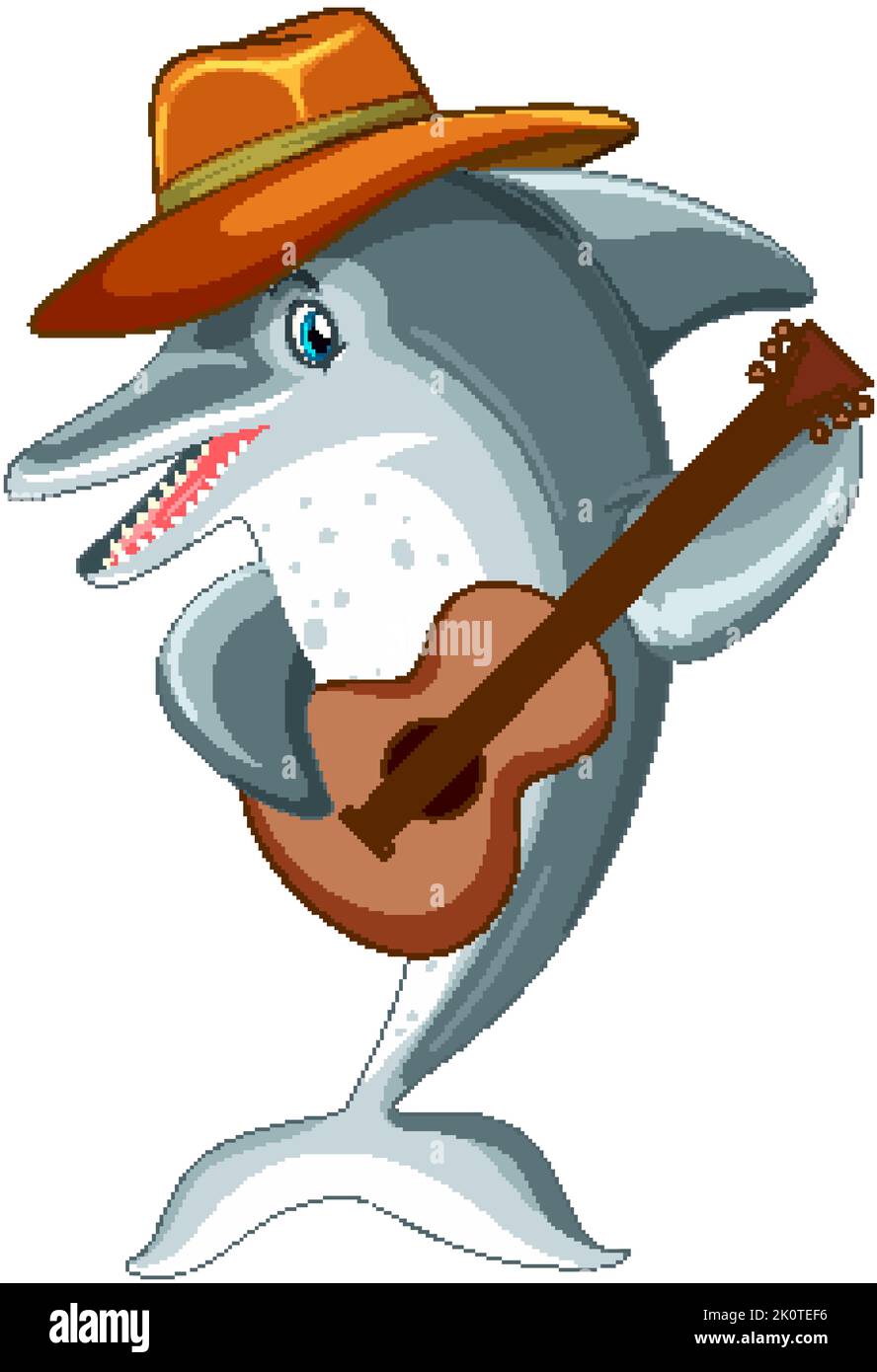 Dolphin cartoon character playing guitar illustration Stock Vector ...