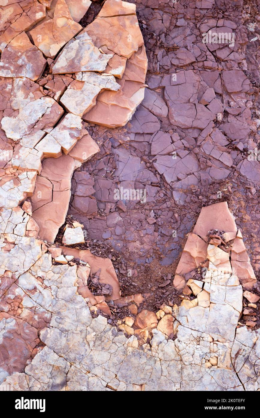 Rock layers on a slab of rock in Murphy Wash cracking in abstract ...
