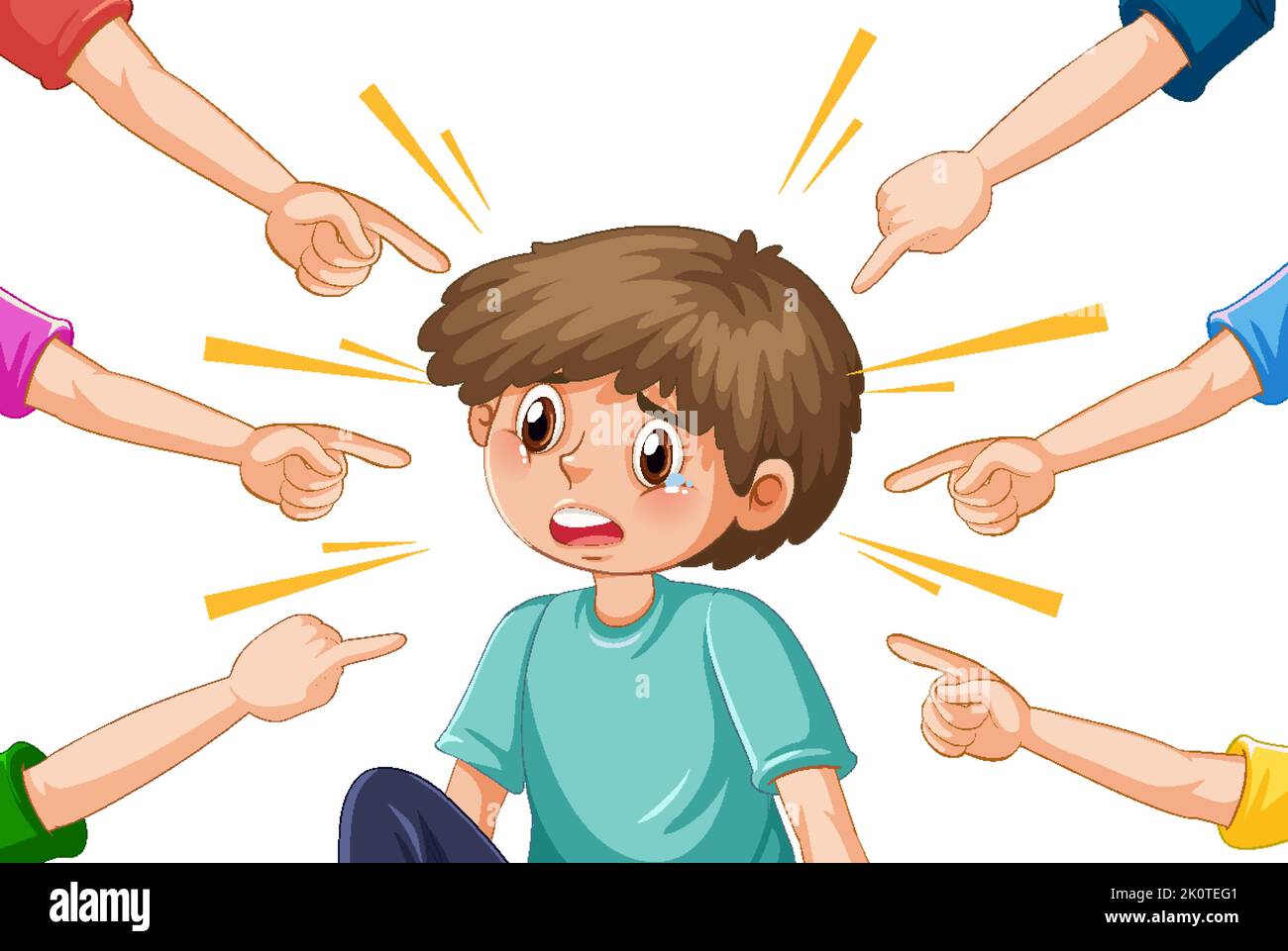 Sad boy surrounded by pointing fingers illustration Stock Vector Image ...