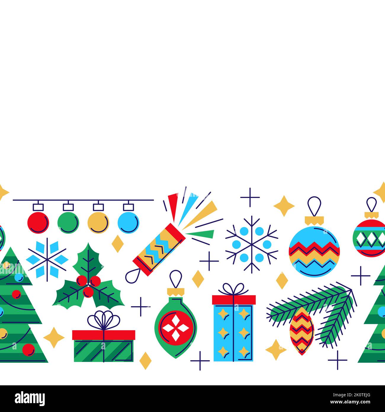 Merry Christmas and Happy New Year seamless pattern. Holiday winter ...