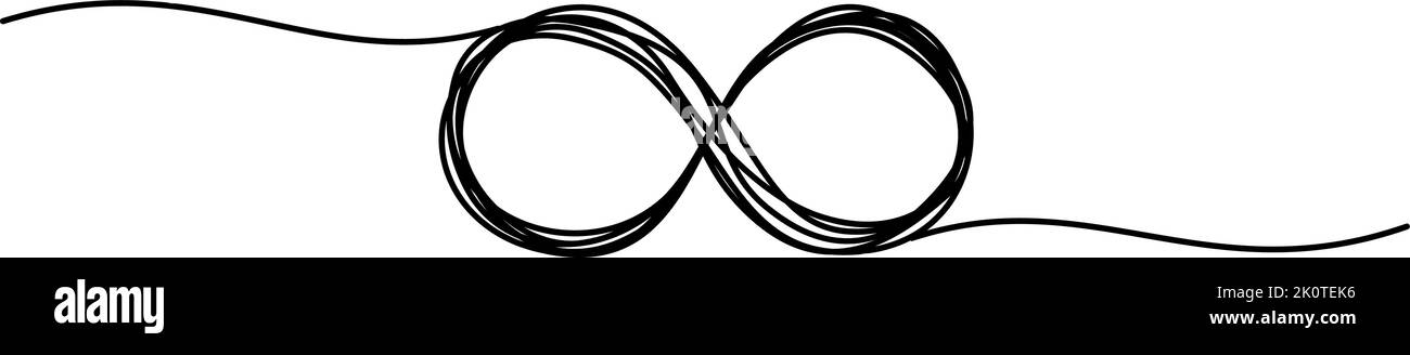 Tangled grungy sketchy infinity symbol banner, hand drawn with thin ...