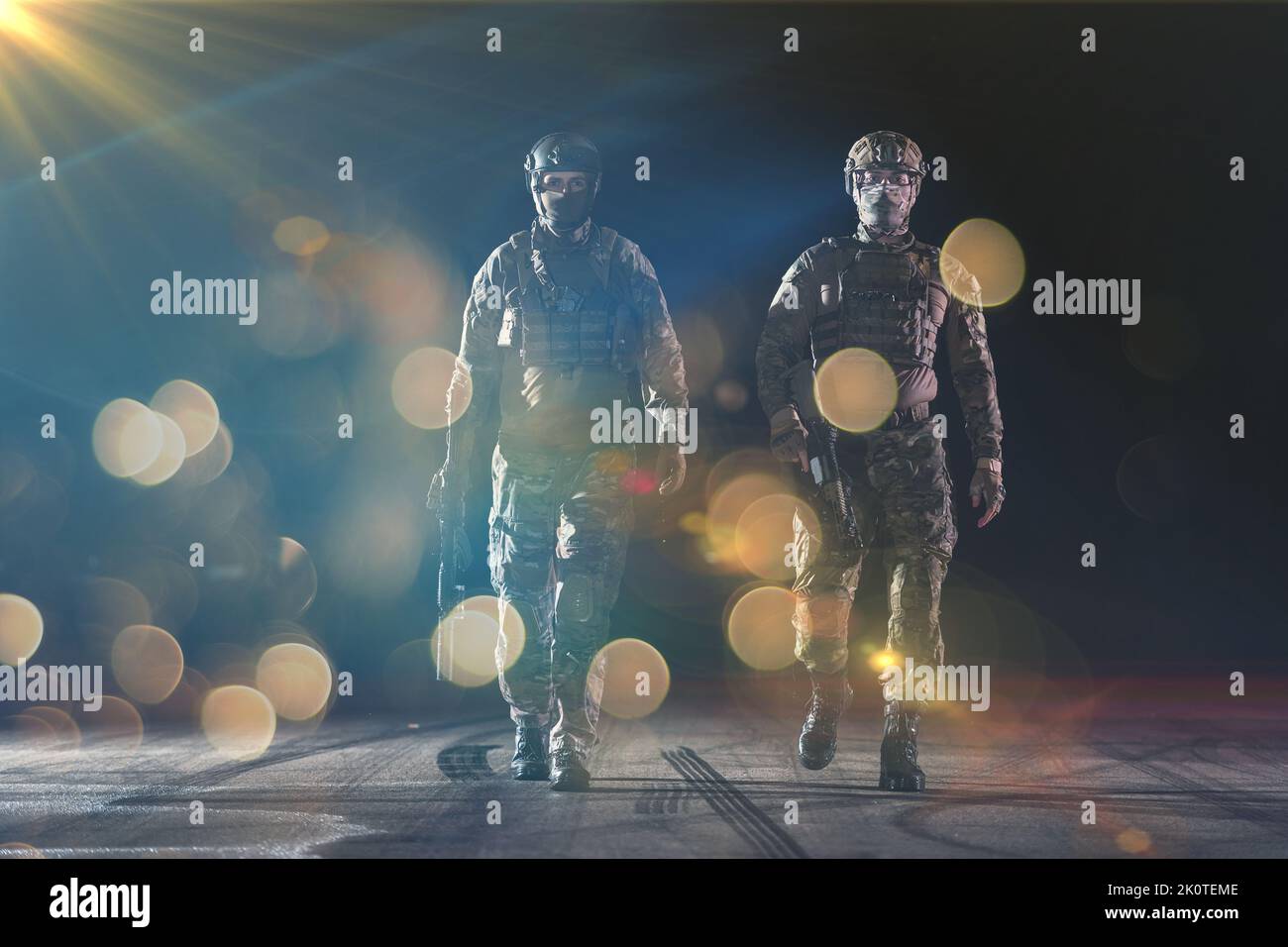 soldiers squad in night mission Stock Photo - Alamy